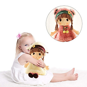 Plush Baby Doll Girl with Clothes, 17.7 Sweetheart Rag Doll Cozy Cuddle Soft Baby Doll for Kids Babies,Plush Stuffed Toy with Hat Skirt Plush Toy Baby Girls Sleeping Partner Doll Xmas Birthday Gift