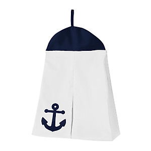 Sweet Jojo Designs Nautical Anchor Baby Boy or Girl Nursery Crib Bedding Set - 4 pieces - Navy Blue and White Gender Neutral