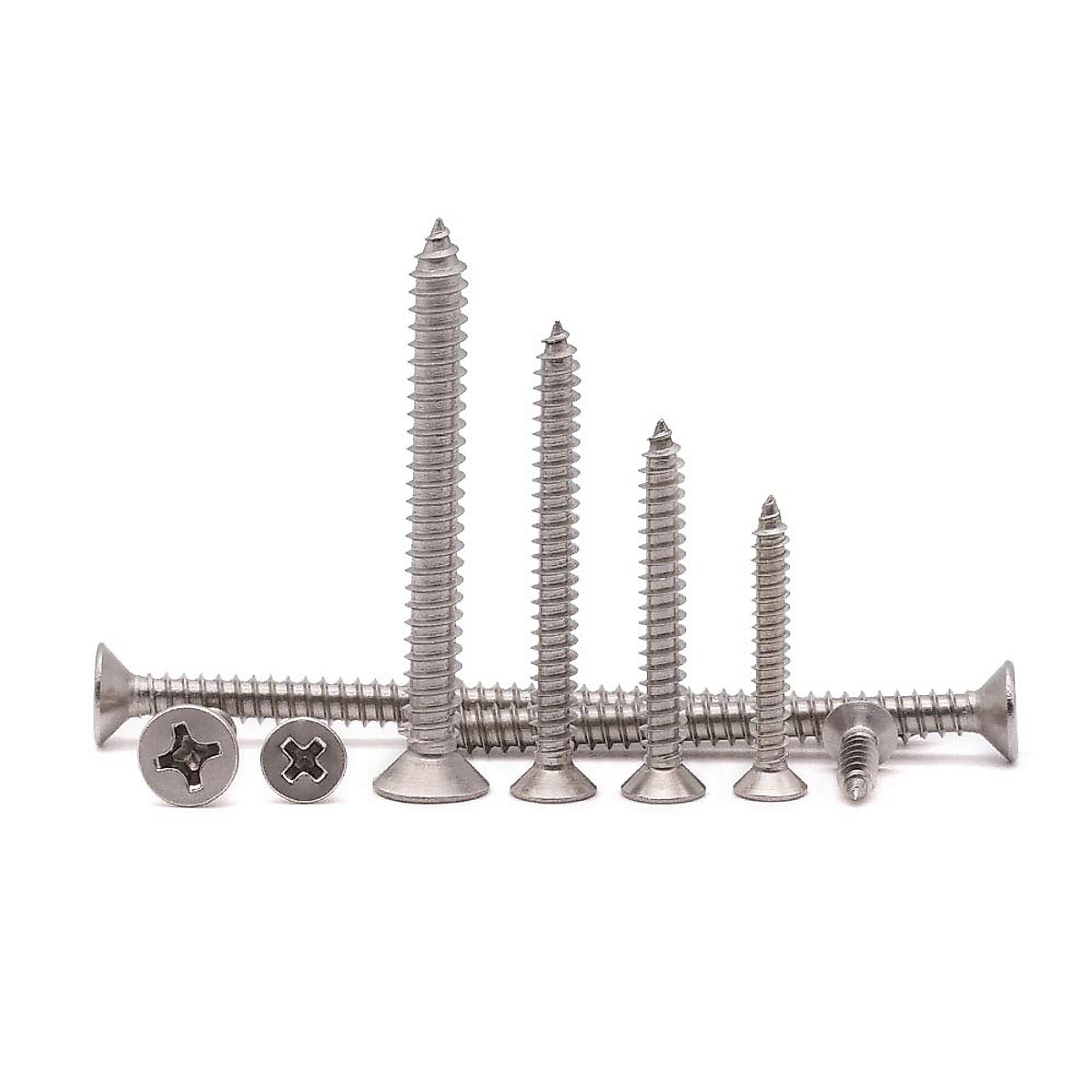 RoyceMart #10 x 3/4" (100 pcs) Stainless Flat Head Phillips Drive Sheet Metal Tek Screws, 304 (18-8) Stainless Steel Screw for Wood, Countersunk Head Wood Screw, Self Tapping Screws