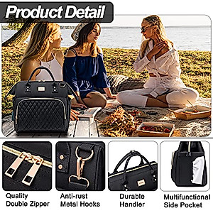 Weitars Lunch Bag for Women Cute Lunch Bag For Work,Insulated Lunch Box Lunch Purse Leakproof Wide-Open Lonchera Lunchbag Lunch Tote With Pockets And Adjustable Strap For Office School Picnic Beach