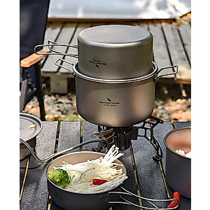 Boundless Voyage Camping Cookware Lightweight Cooking Pot Set Titanium Pot Portable for Outdoor Cooking Traveling Hiking Trekking Backpacking, 1-5 Person (107C-108C-29P)