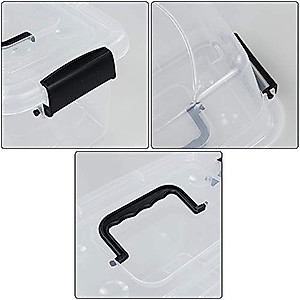 Utiao Clear Plastic Bin with Lid, 5.5 Quart Latching Box with Black Handle, 6 Packs