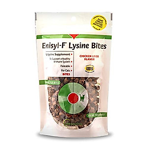 Vetoquinol Enisyl-F Lysine Bites: L-Lysine Chews for Cats & Kittens - Chicken Liver-Flavor, 6.4oz (180g) Reclosable Bag
