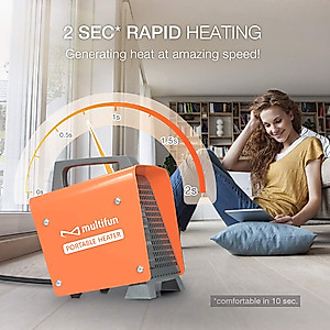 Portable Space Heater 1500W Energy Efficient Electric Personal Heaters with Adjustable Thermostat Indoor Use Tip-over Overheat Protection Small Room Quick Heating Maker for Camper, Office, Bedroom