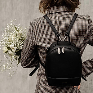 Pixie Mood Cora 9 x 7 Vegan Leather Convertible Backpack, Black Croc