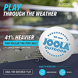 JOOLA Outdoor Table Tennis Balls - 6 Pack of 40mm Regulation Size Ping Pong Balls for Training and Recreational Play - Fun as a Cat Toy - Indoor and Outdoor Compatible- White
