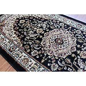 Bellagio Traditional Area Rug Runner 32 Inch X 15 Feet 10 Inch Black 401