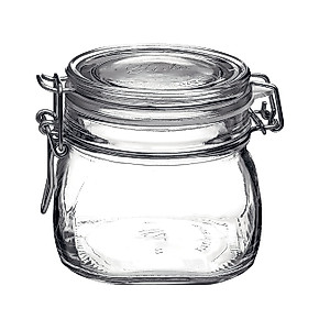 Bormioli Rocco Fido Square Jar with Clear Lid, 17-1/2-Ounce, Set of 2