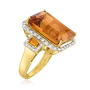 Ross-Simons 16.20 ct. t.w. Madeira Citrine and .44 ct. t.w. Diamond Ring in 14kt Yellow Gold. Size 6