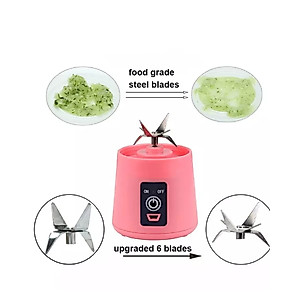 Portable Blender Smoothies Personal Blender Mini Shakes Juicer Cup USB Rechargeable. (Pink)