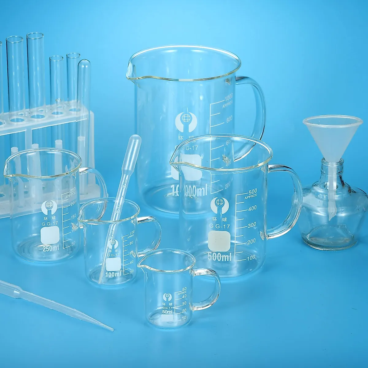 PATIKIL 1000ml Glass Beaker with Handle, 3.3 Borosilicate Glass Graduated Printed Scale Measuring Cups with Spout for Kitchen Lab Liquids Transit Boiling