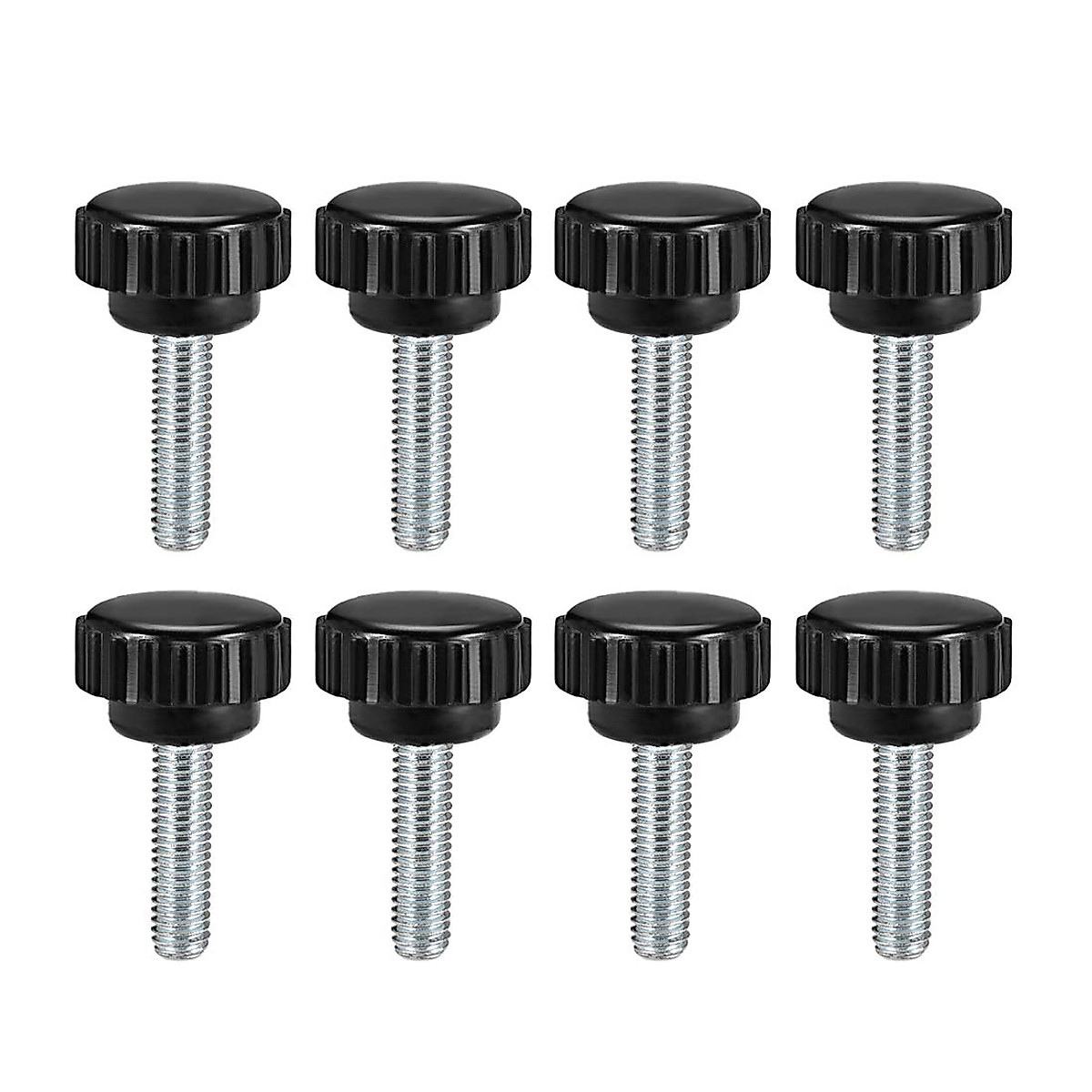 uxcell M6 x 20mm Metric Male Thread Knurled Clamping Knobs Grip Thumb Screw on Type Hand Clamping Handle Bolt with 21mm Plastic Knobs Black 8 Pcs