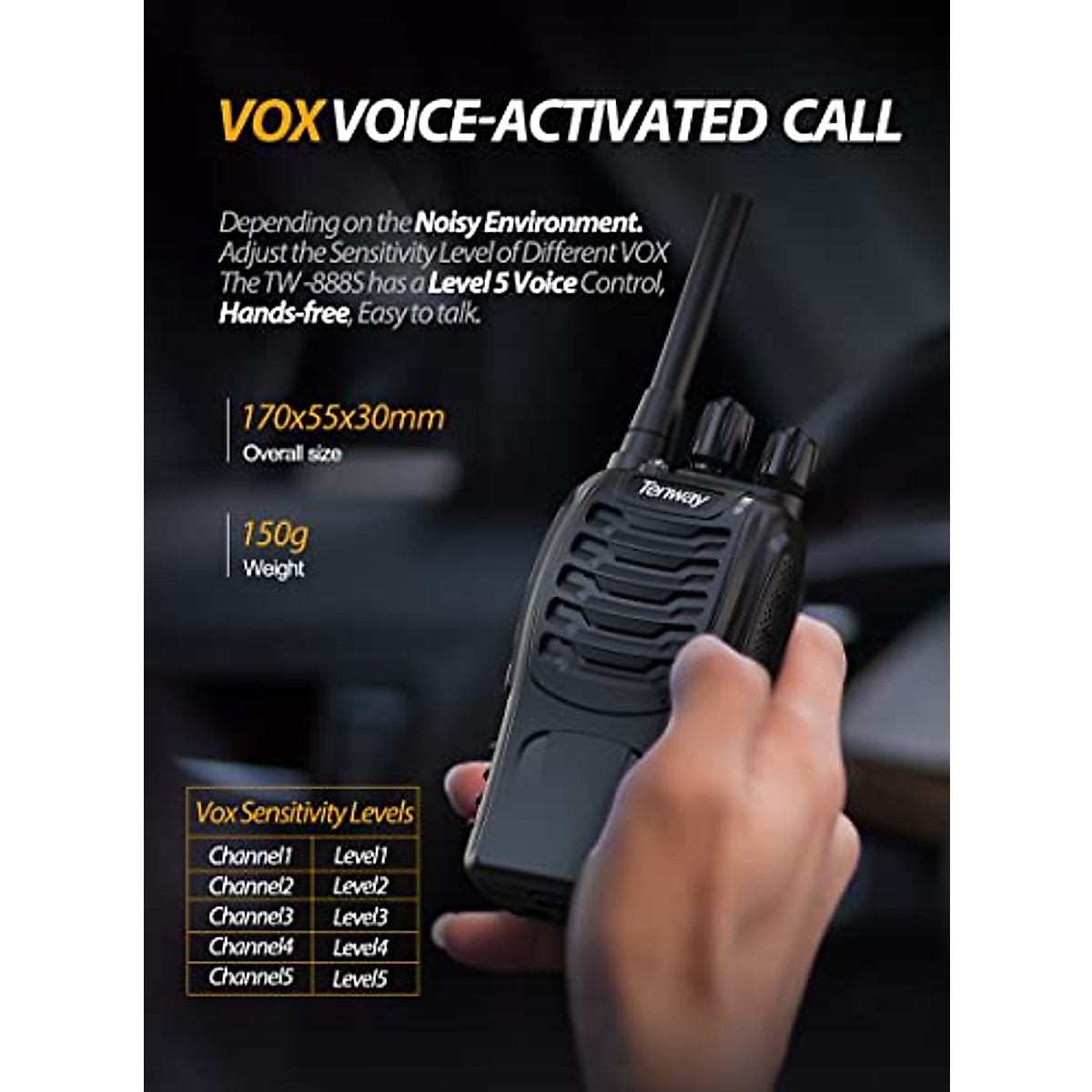 Walkie Talkie Long Range Rechargeable 2 Way Radio for Adult with Earpiece, FRS Two Way Radio VOX 16 Channel Flashlight Li-ion Battery 10 Pack