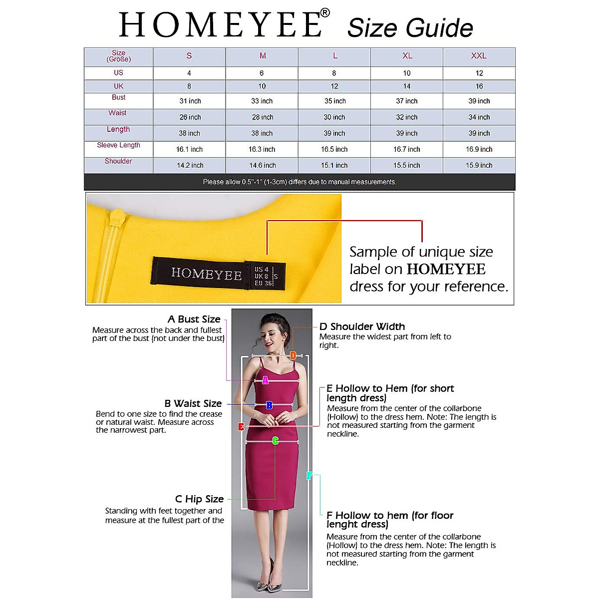 HOMEYEE Women's Chic V-Neck Lace Patchwork Flare Party Dress A062 (8, Red+Black Fabric B)