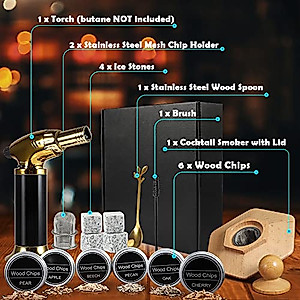 Bochino Cocktail Smoker Kit, Old Fashioned Drink Smoker Kit, 6 Different Flavors Wood Chips for Whiskey, Bourbon,Wine, Drink, Whiskey Smoker Infuser Kit. Gift for Men, Husband, Dad