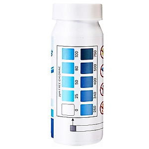 SuperCheck Chlorine Test Strips, 0-750 ppm, 50 Count, Chlorine Test Strips for Food Service, Measure Chlorine Contents in Sanitizing Solutions, Sanitizer Test Strips Food Service, Bleach Test Strips
