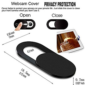 [3 Pack] Slide Webcam Cover Ultra Slim Web Camera Cover fits Laptop, Desktop, PC, Macboook Pro, iMac, Mac Mini, Computer, Smartphone,Protect Your Privacy and Security,Strong Adhensive-Black