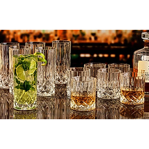 Crystal Highball Glasses, Glass Drinking Glasses [Set of 6] for Water, Juice, Beer, Wine, and Cocktails - Special Edition Glassware Set