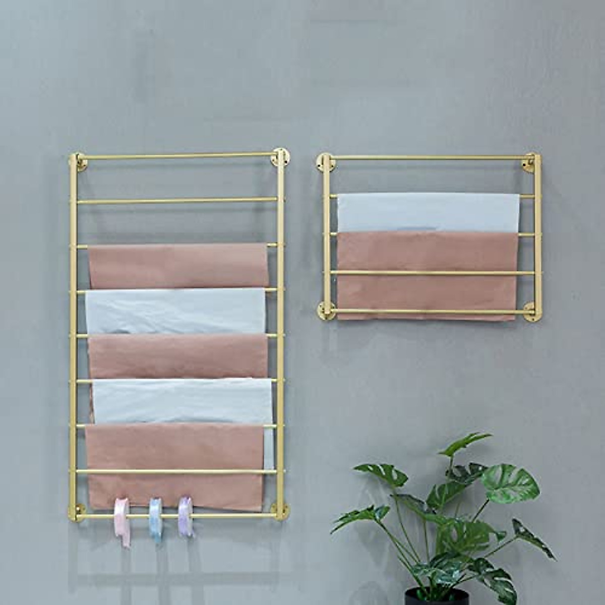 Wall Mounted Metal Scarves Display Silk Scarf Rack Organizer Clothes Racks Garment Shawl Fabric Hanging Ties Holder ,Clothing Store Retail Racks commercial Hanger Shelves Show Rack ( Color : Gold , Si