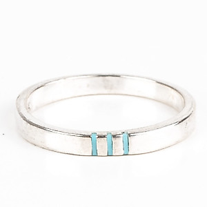 Turquoise Skies TSKIES Spirit Stone: Sterling Silver Turquoise Inlay Infinity Ring (size 9)