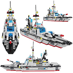 City War Aircraft Carrier Building Blocks Set, 8 in1 Military Battleship Model Brick Toy Kit with Helicopter, Aircraft, Boat, Creative Warship STEM Toys Gift for Kids Boys Girls 6+ (785 Pieces)