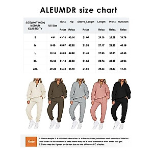 Aleumdr Womens 2 Piece Sweatsuit Sets 2023 Fall Trendy Half Zip Pullover Long Sleeve Sweatshirt Jogger Pants Outfits with Pockets Black Large