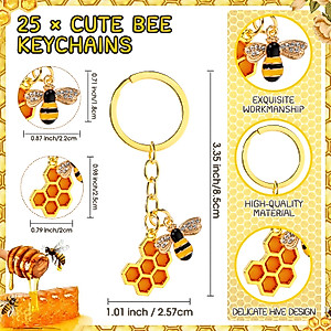 Landical 25 Sets Employee Appreciation Gift Cute Keychains Thank You Cards and Organza Bag Inspirational Gifts for Coworker (Bee)