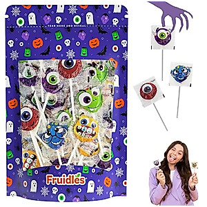 Fruidles Halloween Monster Lollipop, Monster Variety Suckers Candy, Great for Halloween Goody Bag Fillers, Individually Wrapped (Half-Pound)