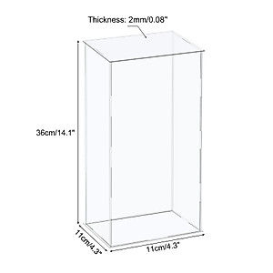 MECCANIXITY Acrylic Display Case Plastic Box Cube Storage Box Clear Assemble Showcase 4.3x4.3x14.1 Inch for Collectibles