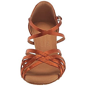 Very Fine Elektra Women's Ballroom Salsa Tango Latin Dance Shoes Copper Tan Satin 2.5" Spool Heel US 8 M