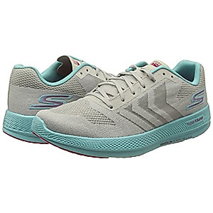 Skechers Women's GO Run Razor 3+ Sneaker, Gray Mesh Hot Melt Aqua Hot Pink Trim, 9