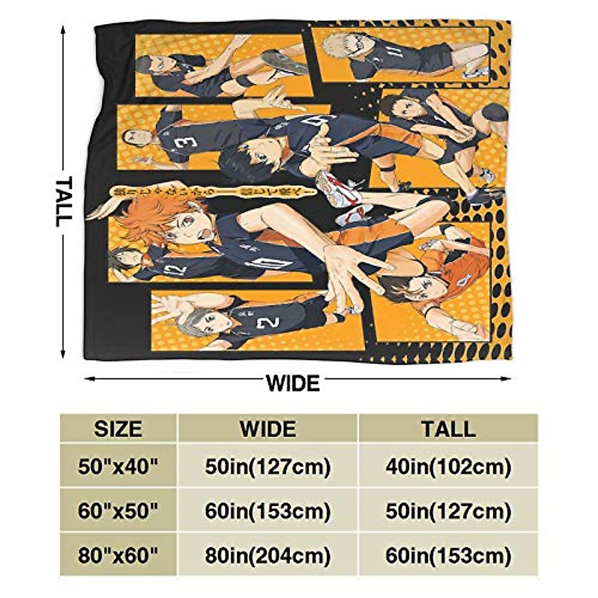 MKJIH Haikyu-u!! Fleece Throw Blanket Super Soft Plush Blanket for Bed Couch Sofa 50 X 40 in