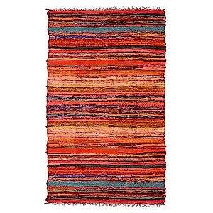 Ekakshx Multi Color Chindi Rag Rug 4X6' | Hand Woven Rug & Reversible Runner Rug | Recycled Cotton Colorful Chindi Rug for Living Room Kitchen | Rustic Rug | Runner Rugs (4 * 6 Feet, Red Color)