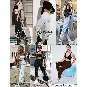 KOJOOIN Black Pants for Women Winter Long Sweatpants Drawstring Pants with Pockets M