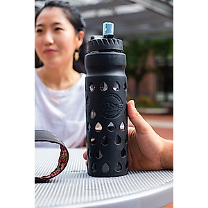 Epic Escape | Glass Water Bottle with Filter | USA Made Filter | Dishwasher Safe | Borosilicate Glass with Silicone Sleeve | BPA Free Water Bottle | Removes 99.99% Tap Water Contaminants | Filtered