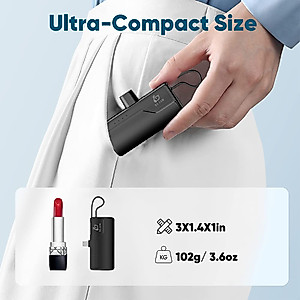 Gankoii iPhone Portable Charger 5000mAh, Mini Power Bank Battery Pack Phone Backup Charger, Small Portable Charger Compatible with iPhone 14/13/ 12/11/ XS Max/XR/X, AirPods, Black