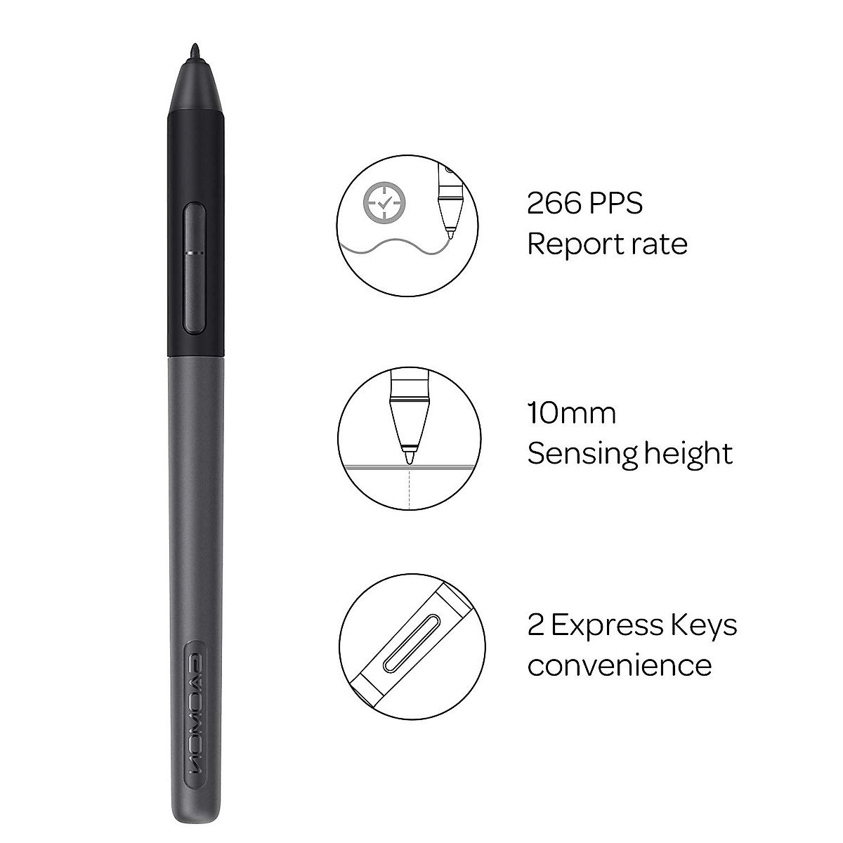 GAOMON ArtPaint AP50 Battery-Free Stylus with 8192 Levels Pen Pressure Only for PD1161/PD1561 /PD156 Pro Pen Display