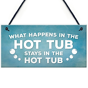 Hot Tub Novelty Funny Garden Hanging Wall Plaque Shed Jaccuzi Home Decor Sign
