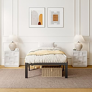 ZIYOO Twin XL Bed Frames with Heavy Duty Steel Slat, 14 Inches Platform Bed Frame, Non-Slip Design, No Box Spring Needed, Easy Assembly, Quiet Noise Free, Under Bed Storage Space, Black