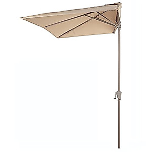 COBANA 7.5’by 4’Half Rectangular Outdoor Patio Umbrella for Patio, Balcony, Garden, Deck, Beige