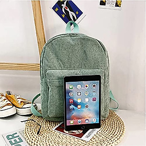 Forever Haru Women Casual Corduroy Backpack Soft Kids School Bag Travel College Backpacks Female Girls Kawaii Backpack Handbags Mini Bags (Green)
