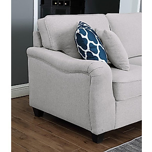 Favfurish 125" Linen 7-Piece Modular L-Shaped Sectional Sofa with Ottoman, Customizable Couch with Pocket Coil Seating and 6 Accent Pillows for Living Room or Family Room,Light Gray