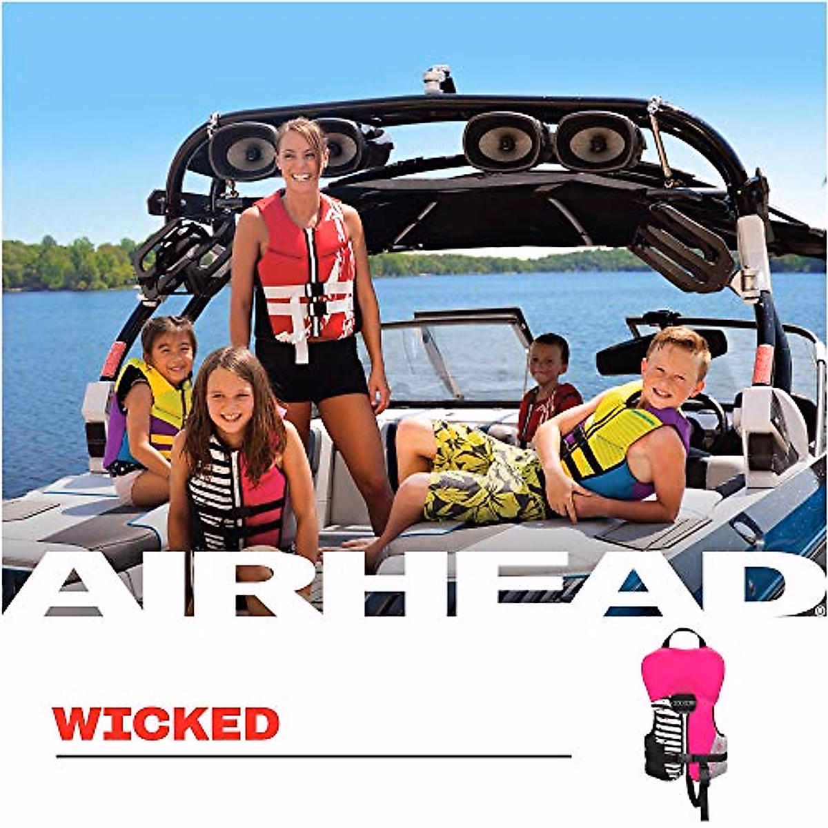 Airhead Infant Type II Life Jacket | US Coast Guard Approved | Closed Sided, Quick-Dry | Secure Buckles & Zipper | Wicked Kwik-Dry NeoLite Flex | Hot Pink