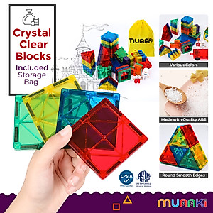 Magnetic Tiles for Kids,100 Pcs Magnetic Blocks for Kids Ages 4-8, Educational Tiles and Stem Toys with 2 Characters, Magnetic Building Blocks for Preschool Kids Recreational, Learning,Creativity