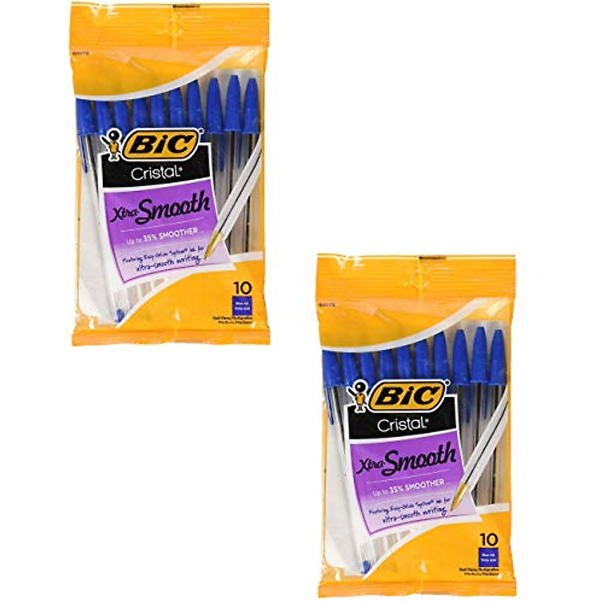 BIC 751766084321 Cristal Xtra Smooth Pens Blue Medium Point. 20-Pack