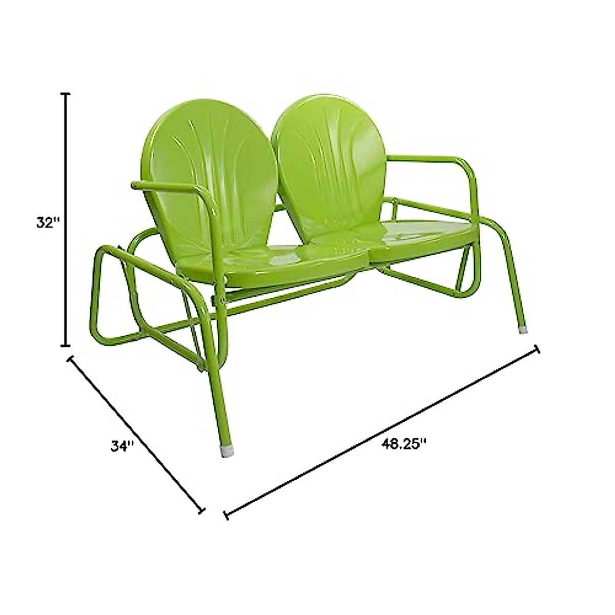 Northlight Outdoor Retro Metal Tulip Double Glider Patio Chair, 48.25", Lime Green