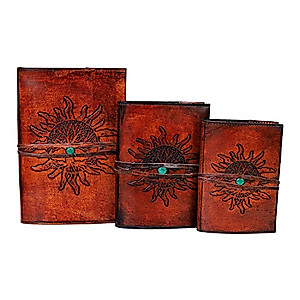Leather Journal Refillable Lined Paper SUN Tree of Life Handmade Leather Journal Notebook Diary/Bound Daily Notepad for Men&Women Medium,Writing pad Gift for Artist,Sketch /Writing (small)
