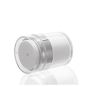 Furnido 2 Pack 1.7 oz Refillable Airless Pump Jars With Lid, Empty Acrylic Makeup Cosmetic Containers for Thick Moisturizer, Travel Lotion, Skincare, Cream,White