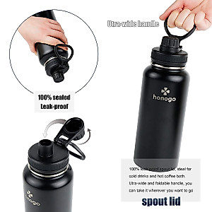Honogo Replacement Straw Lid and Spout lid for Hydro Flask, Takeya Wide Mouth Water Bottles, Fits 18 oz, 20 oz 32 oz, 40 oz, 64oz Thermoflask Lids Accessories Compatible with Simple Morden Iron Mira