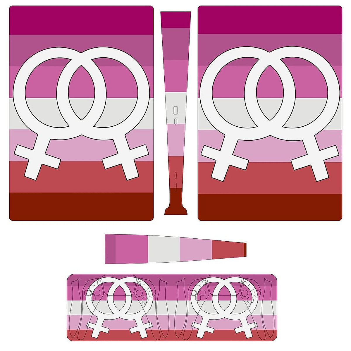 Lesbian Pride Flag 3pcs Whole Body Decal Cover Sticker for PS5 Digital Edition for PS5 Console and Controller